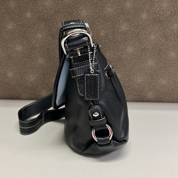 Coach | Bags | New Coach Black Pebble Leather Turn Lock Flap Crossbody ...